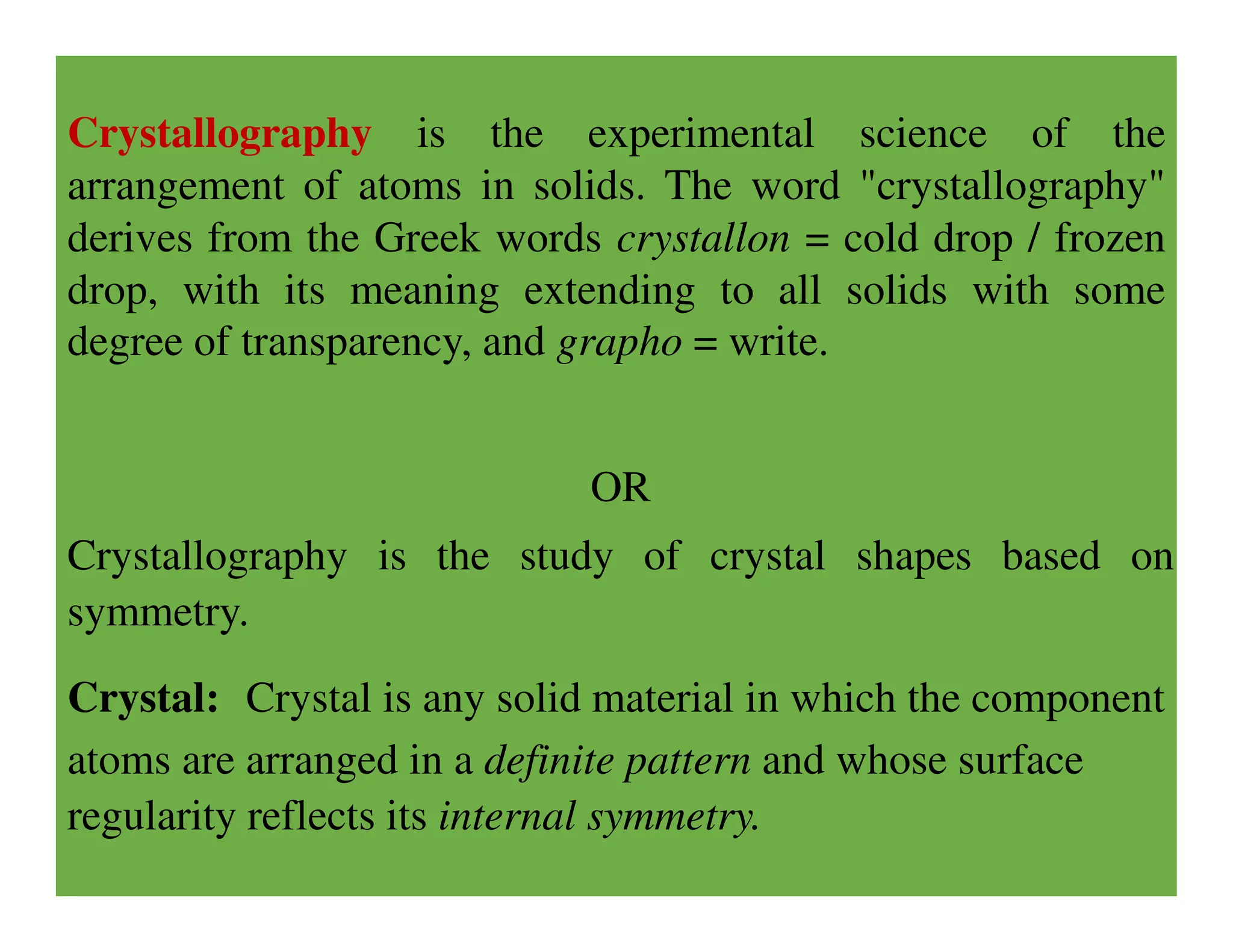 Basics of crystallography, crystal systems, classes and different forms ...