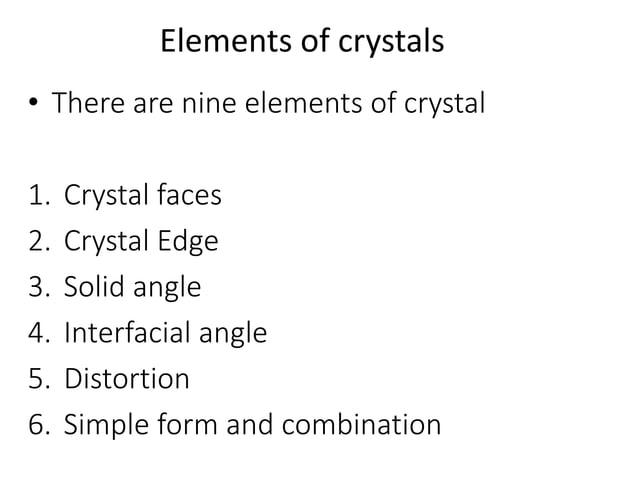Crystallography and elements of crystal | PPTX | Chemistry | Science