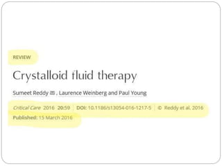 Crystalloid fluid therapy | PPTX