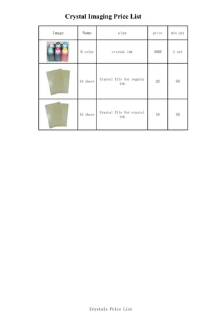 Crystal Price List 09 | PDF