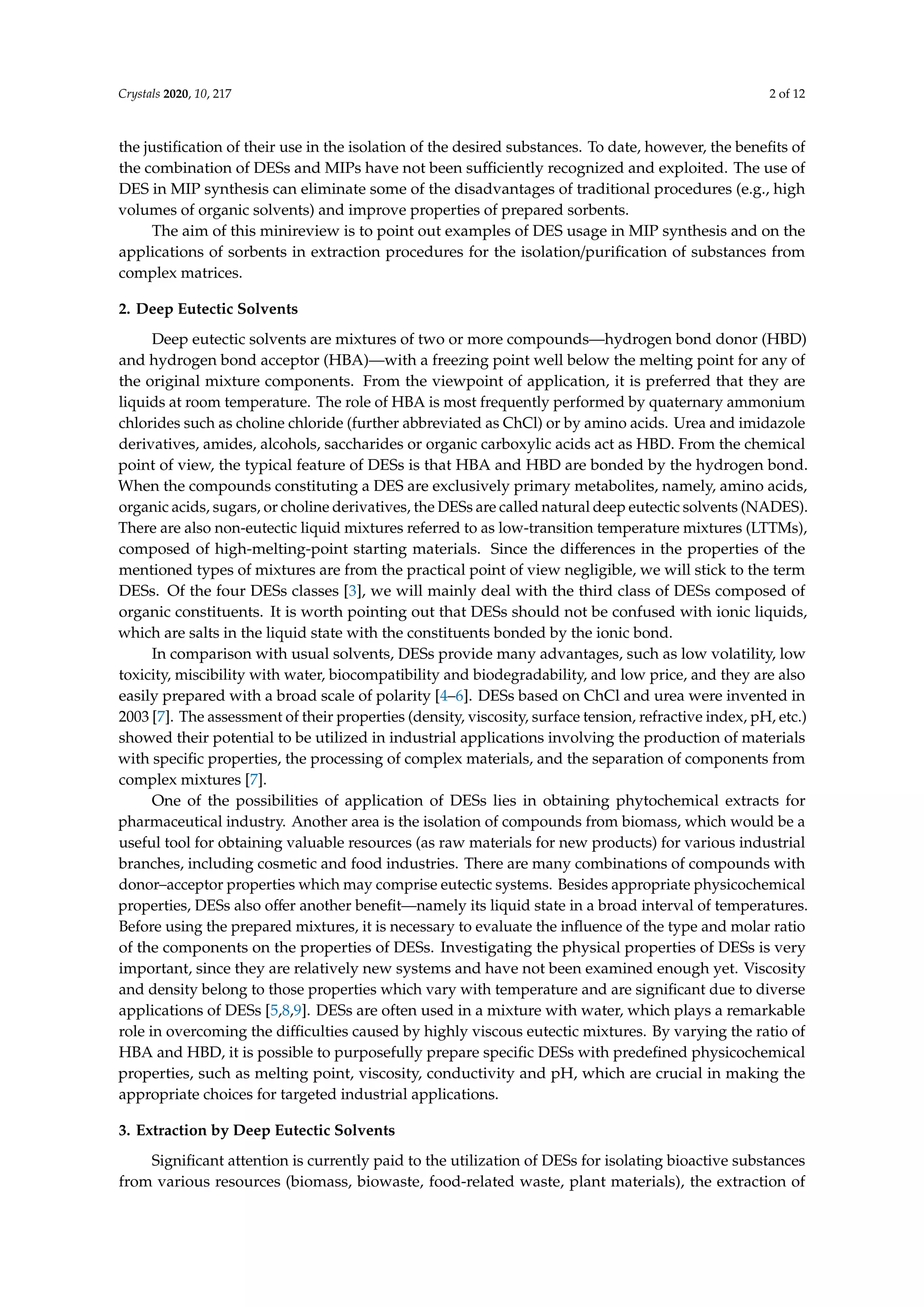Involvement of Deep Eutectic Solvents in Extraction by Molecularly ...