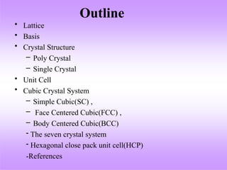 Crystal Structure of metals with basic concepts | PPTX