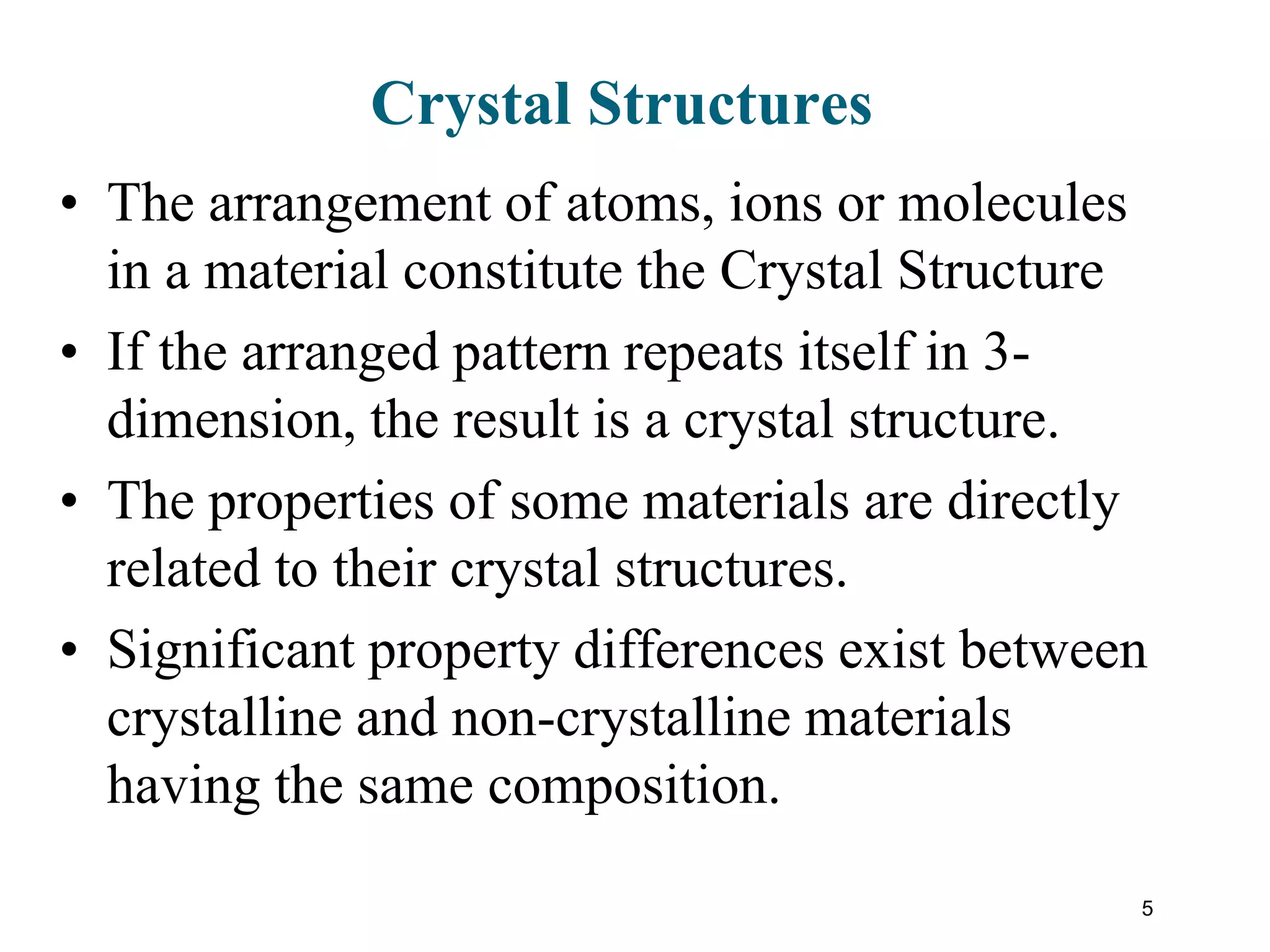 Crystal structure of metals and semiconductors | PPTX