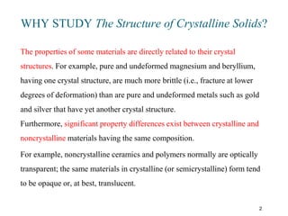 Crystal structure of metals and semiconductors | PPTX