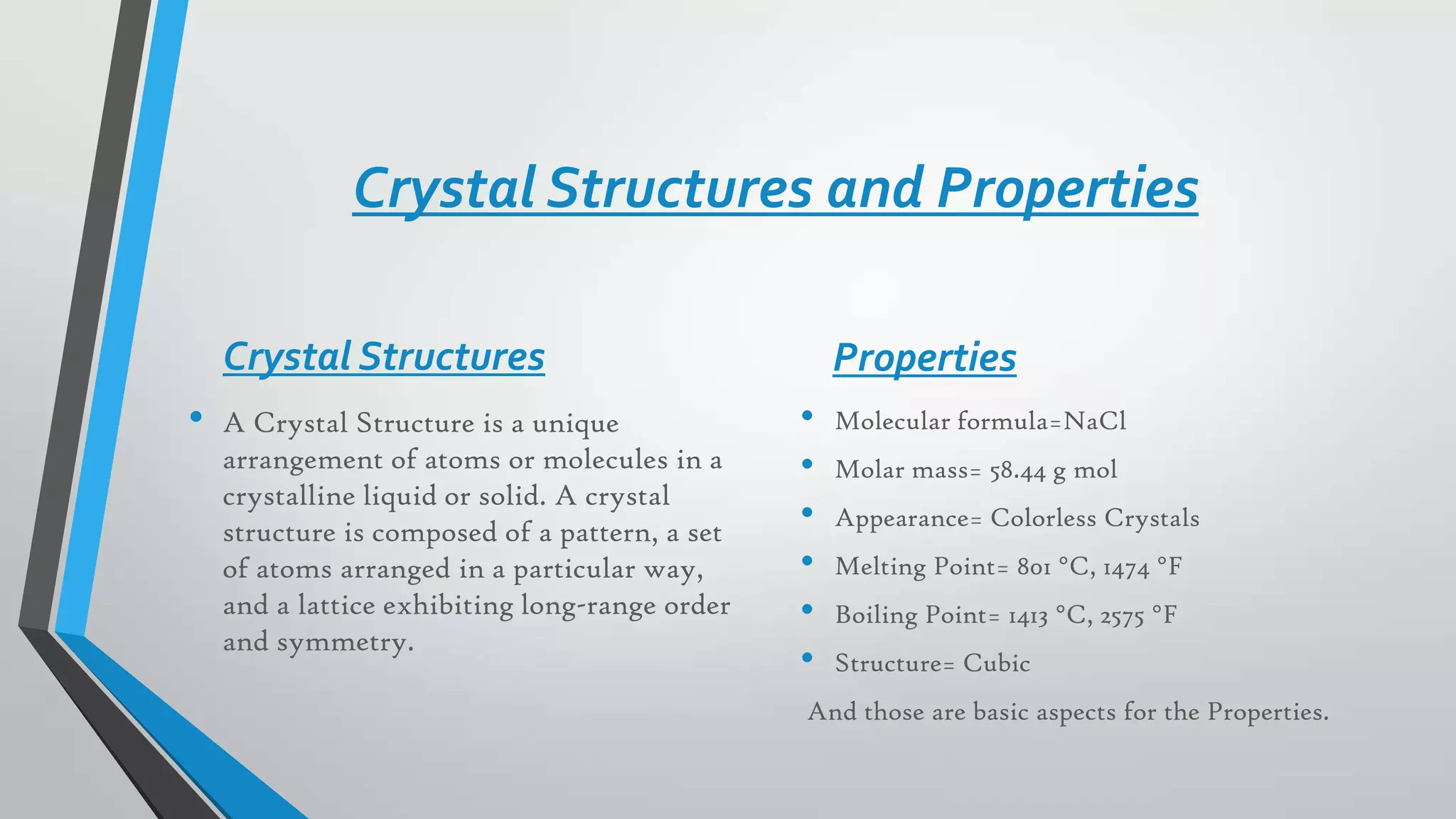 Crystal structure of salts | PPT