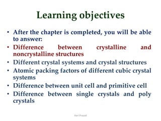 Crystal structures in material science | PPTX