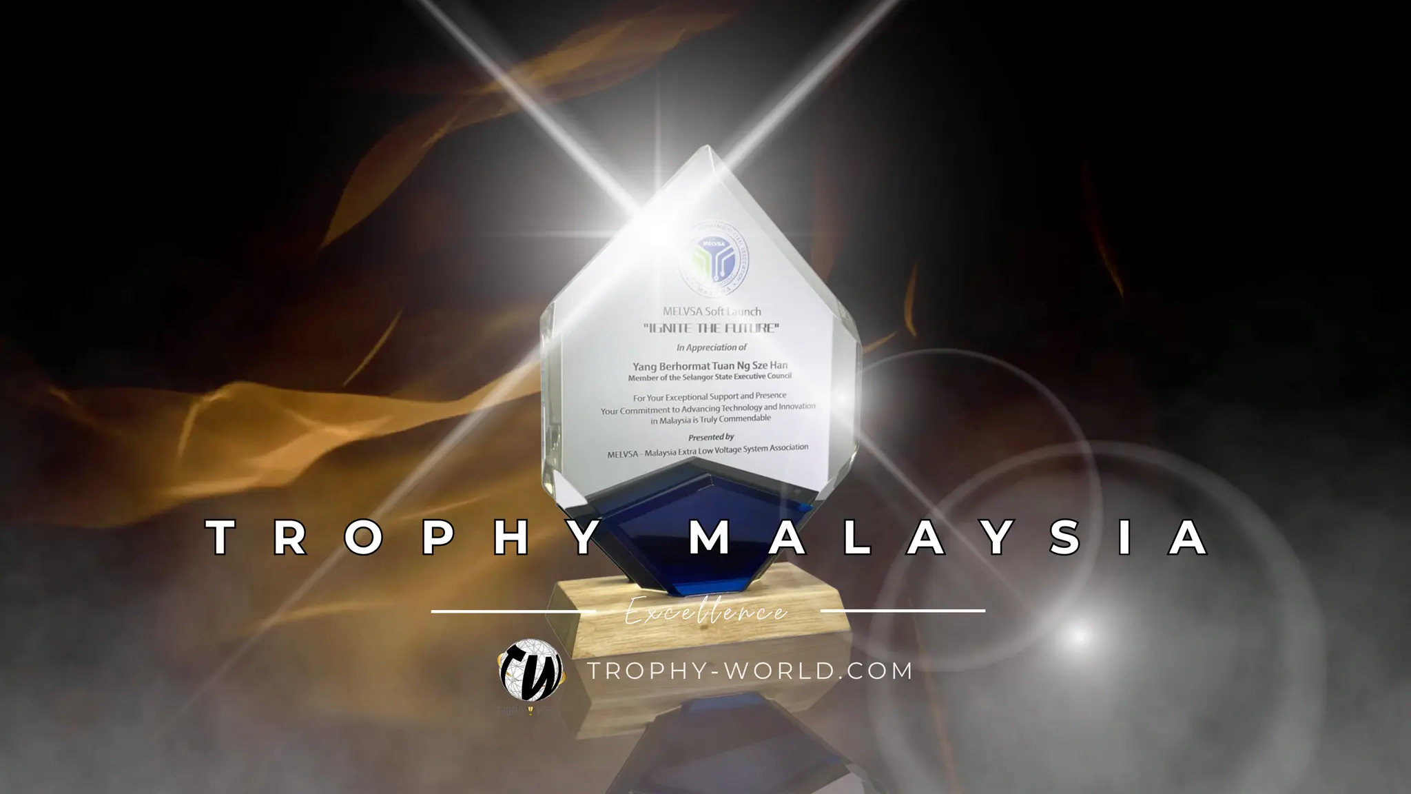 Crystal Wooden Plaques for soft launch at Trophy-World Malaysia ...