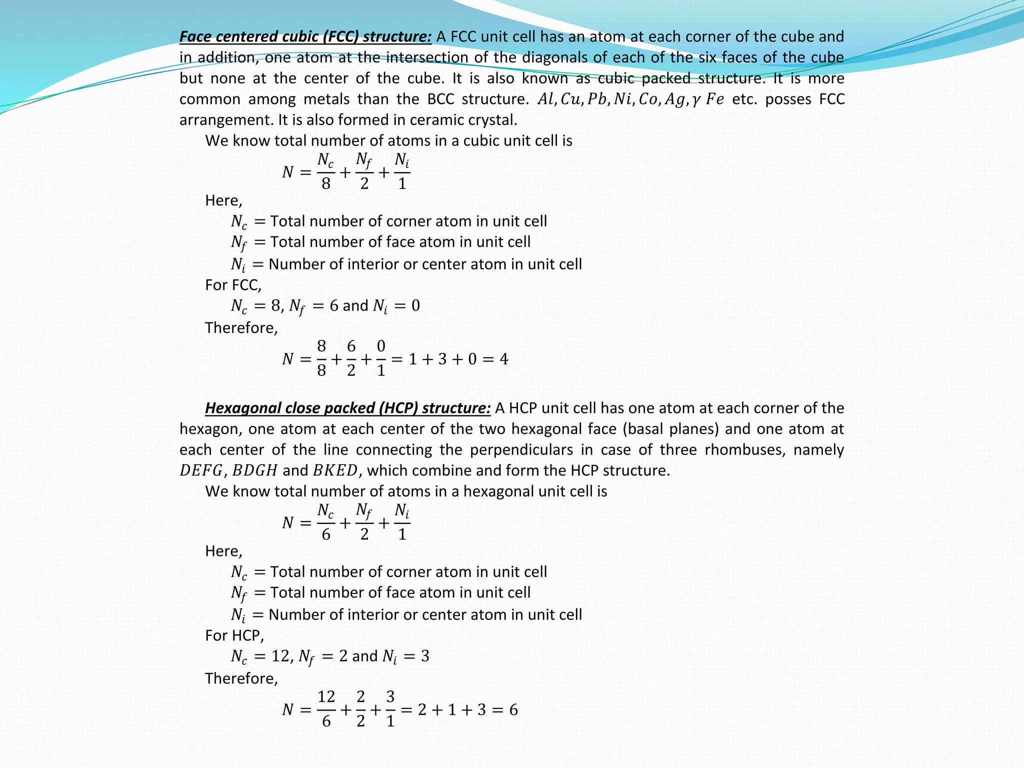 Crystal Structure, BCC ,FCC,HCP | PPTX