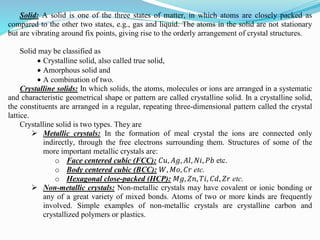 Crystal Structure, BCC ,FCC,HCP | PPTX