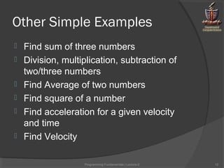 Fundamental Programming Lect 2 | PPT | Free Download