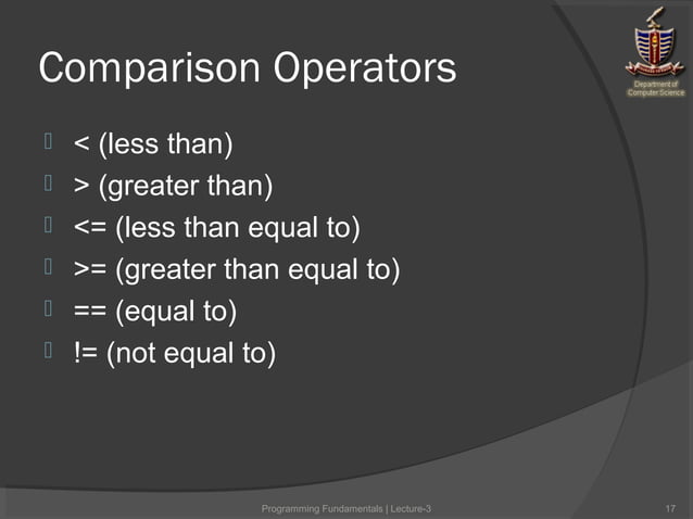 Fundamental Programming Lect 3 | PPT