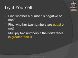 Fundamental Programming Lect 3 | PPT