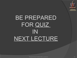 Fundamental Programming Lect 3 | PPT