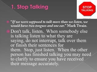 listening skills principles and barriers. | PPTX