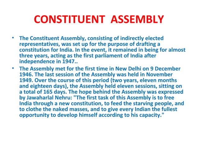 Constituent assembly of india | PPT | Civic affairs | Politics