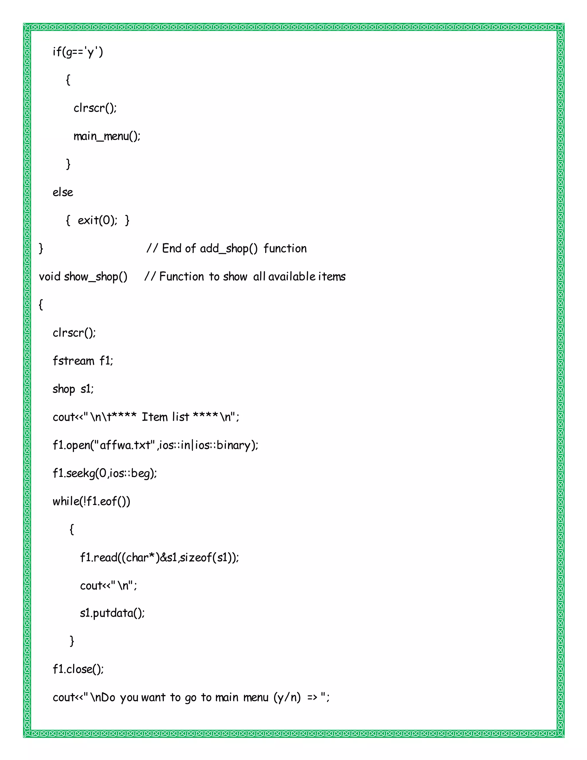 CS Project-Source code for shopping inventory for CBSE 12th | DOCX