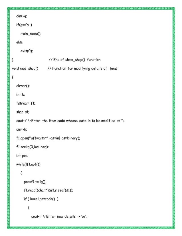 CS Project-Source code for shopping inventory for CBSE 12th | DOCX