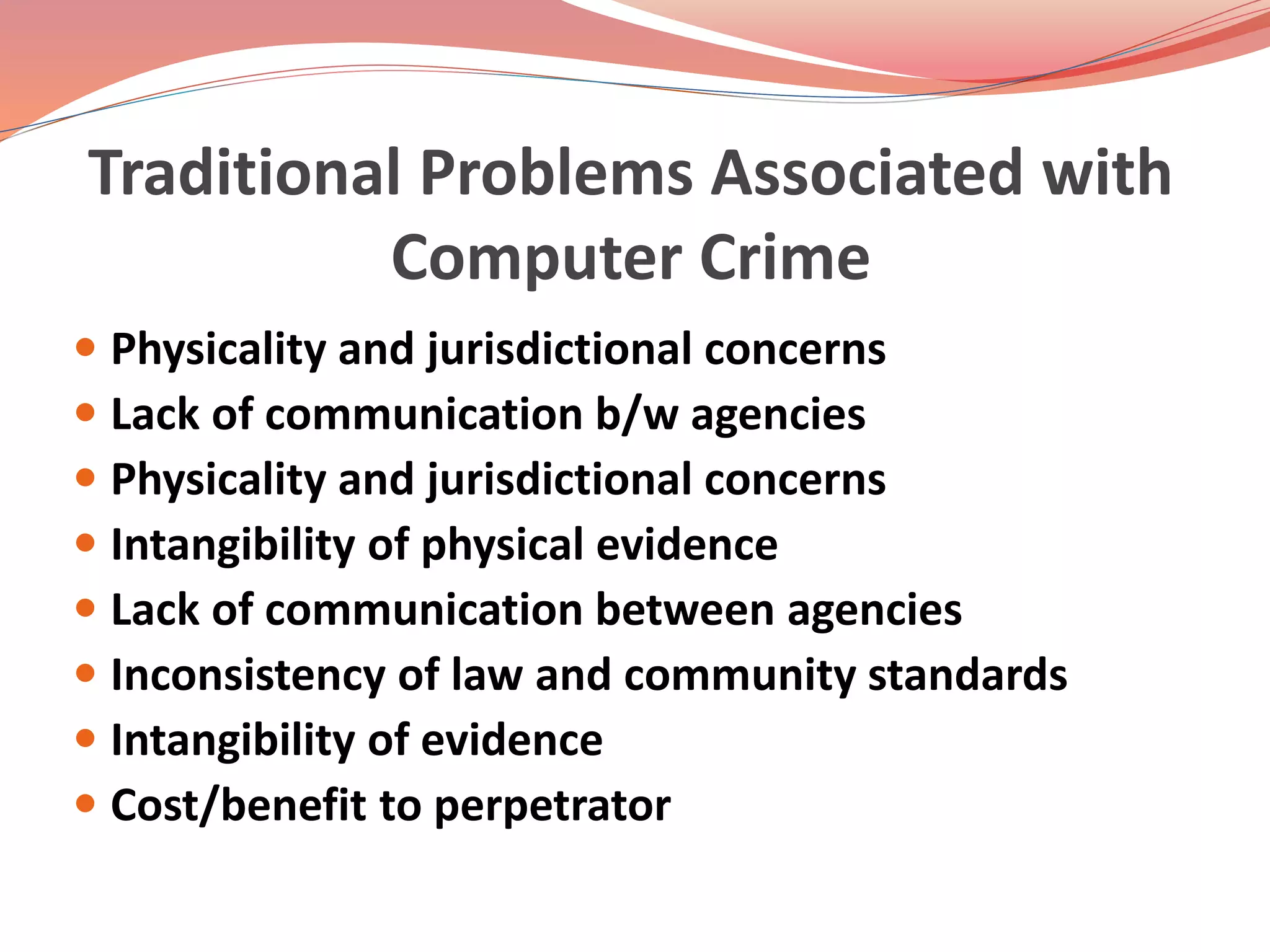 Traditional Problems Associated with Computer Crime | PPTX