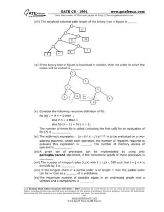 Gate-Cs 1991 | PDF | Programming Languages | Computing