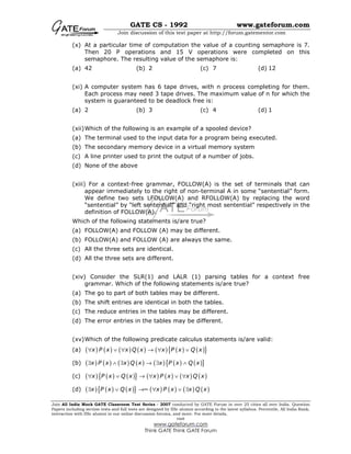 Gate-Cs 1992 | PDF | Programming Languages | Computing