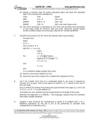 Gate-Cs 1992 | PDF | Programming Languages | Computing