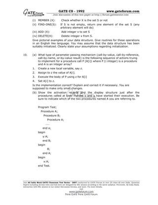 Gate-Cs 1992 | PDF | Programming Languages | Computing