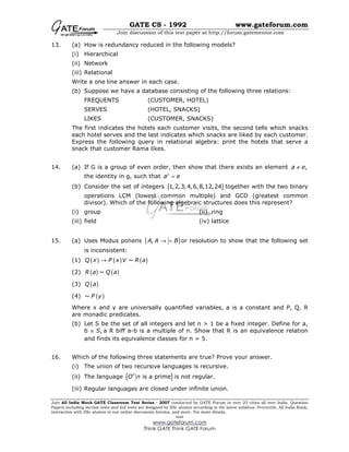 Gate-Cs 1992 | PDF | Programming Languages | Computing