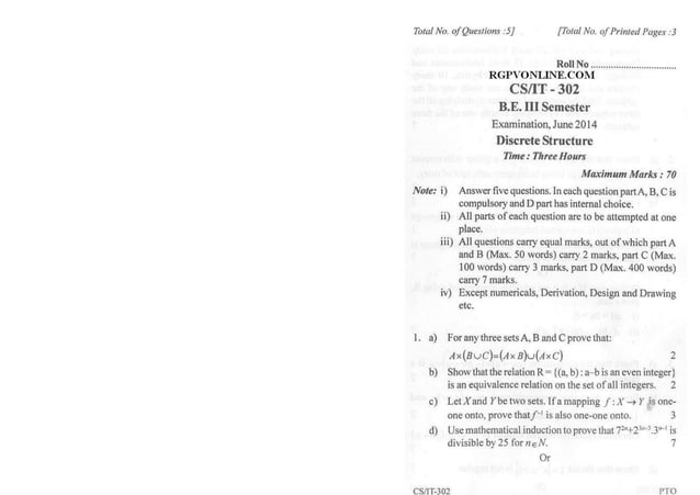 Cs 302 discrete structure jun 2014 | PPT