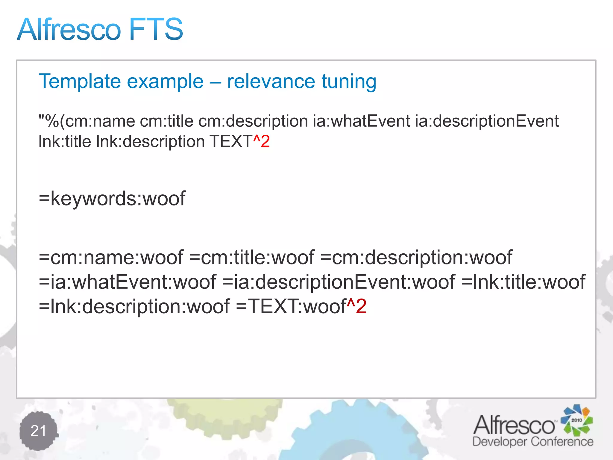 Alfresco Search Internals | PPTX | Databases | Computer Software and Applications