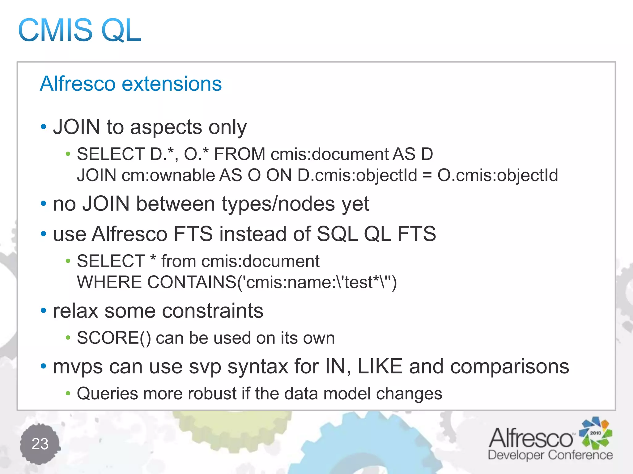 Alfresco Search Internals | PPTX | Databases | Computer Software and Applications