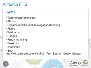 Alfresco Search Internals | PPTX | Databases | Computer Software and Applications