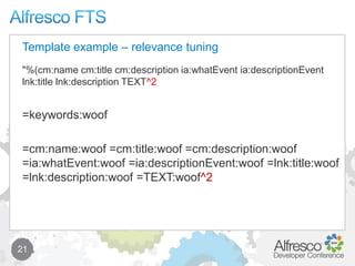 Alfresco Search Internals | PPTX | Databases | Computer Software and Applications