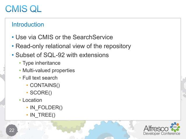 Alfresco Search Internals | PPTX | Databases | Computer Software and Applications
