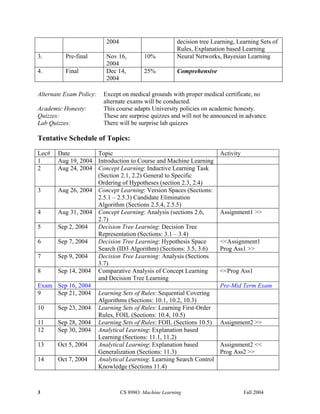 CS 898O : Machine Learning | PDF