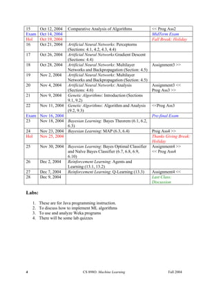 CS 898O : Machine Learning | PDF