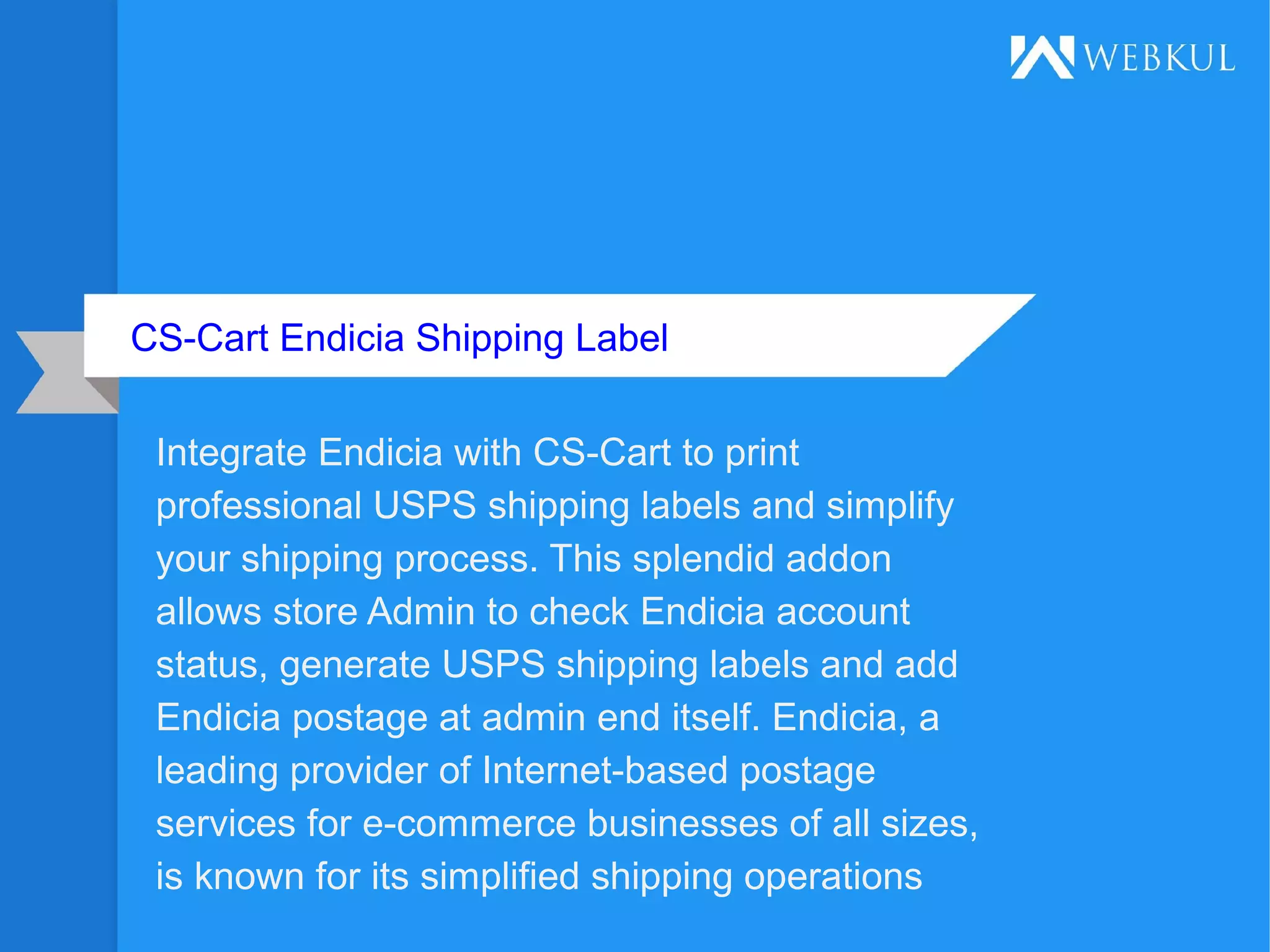 CS-Cart Endicia Shipping Label | PPT