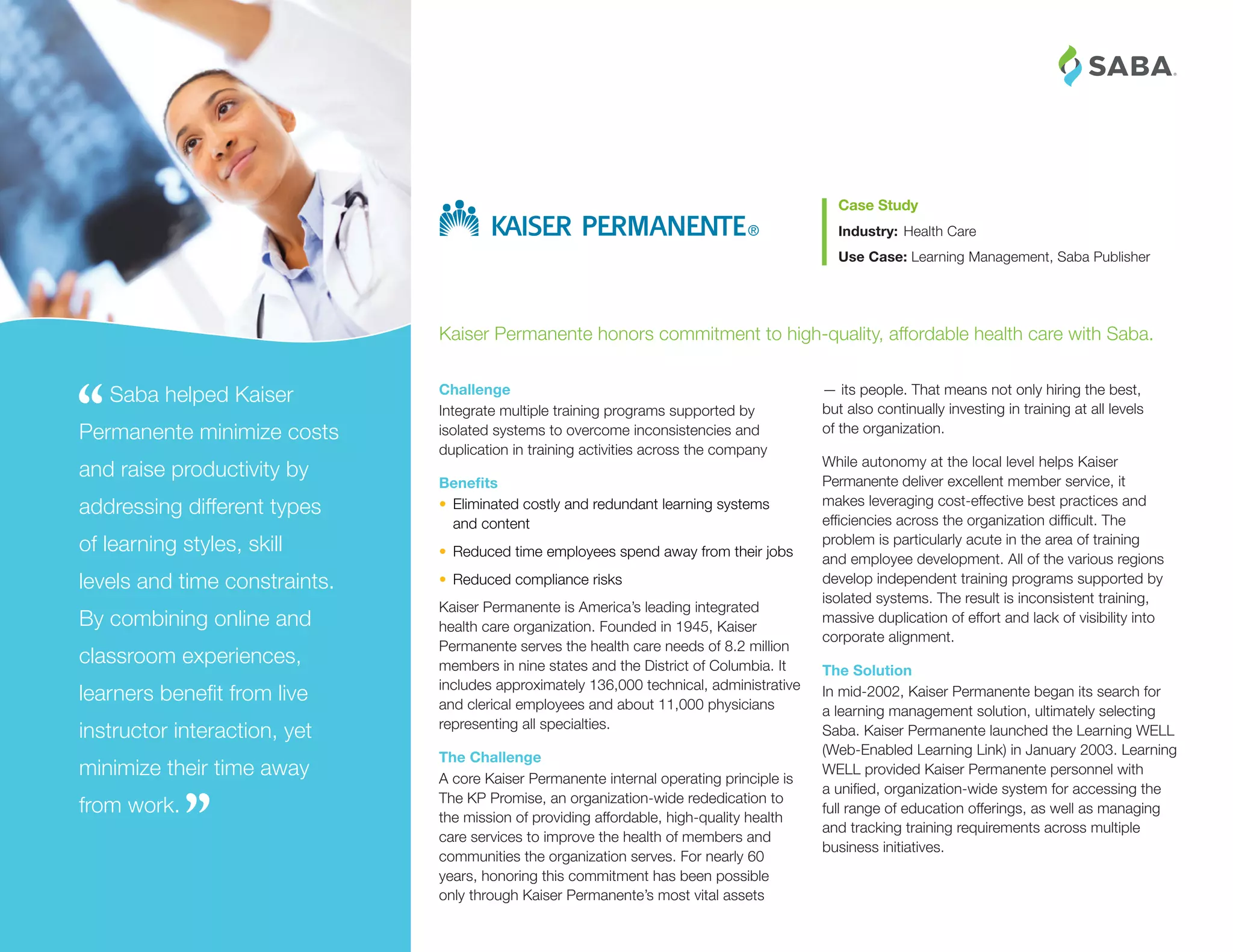 How Kaiser Permanente Delivers High-Quality Training | PDF