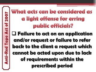 Anti-Red Tape Act of 2007 - Bachelor in Public Administration ...