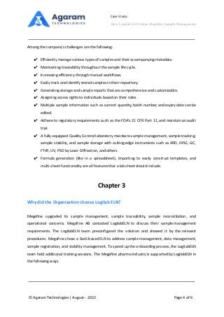 HOW LOGILAB ELN HELPS MEGAFINE SAMPLE MANAGEMENT | PDF