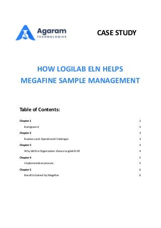 HOW LOGILAB ELN HELPS MEGAFINE SAMPLE MANAGEMENT | PDF
