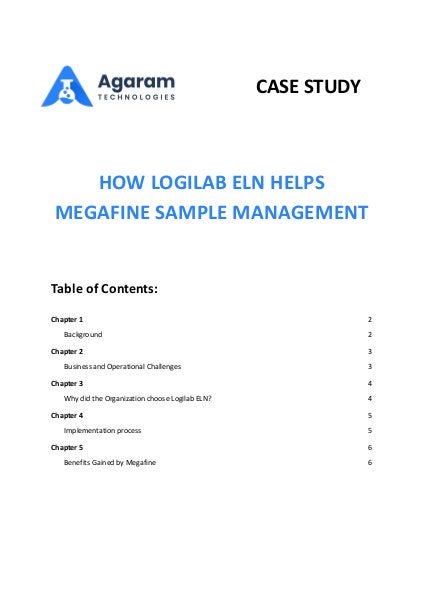 HOW LOGILAB ELN HELPS MEGAFINE SAMPLE MANAGEMENT | PDF