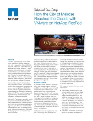 How the City of Melrose Reached the Clouds with VMware on NetApp FlexPod | PDF | Computing ...