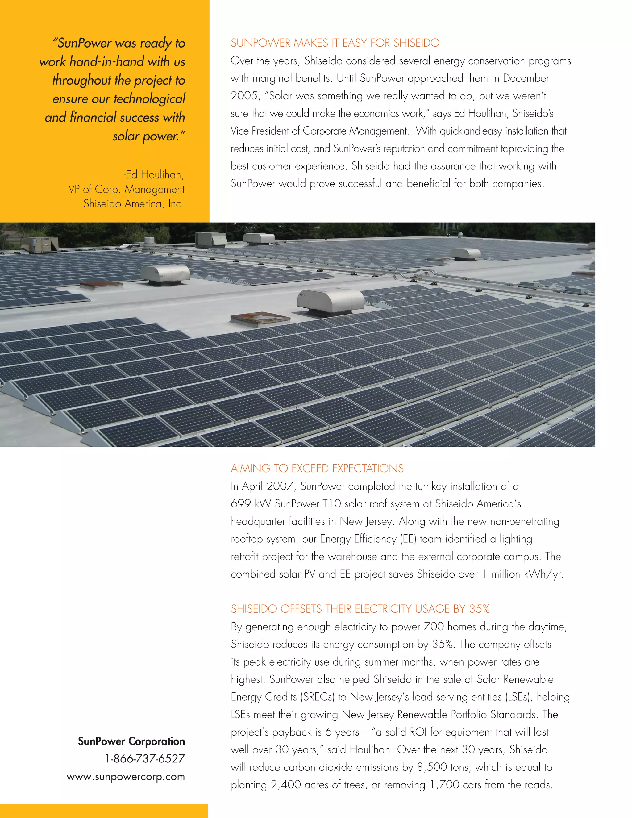 Shiseido saves over $100,000 annually with SunPower Solar Array | PDF