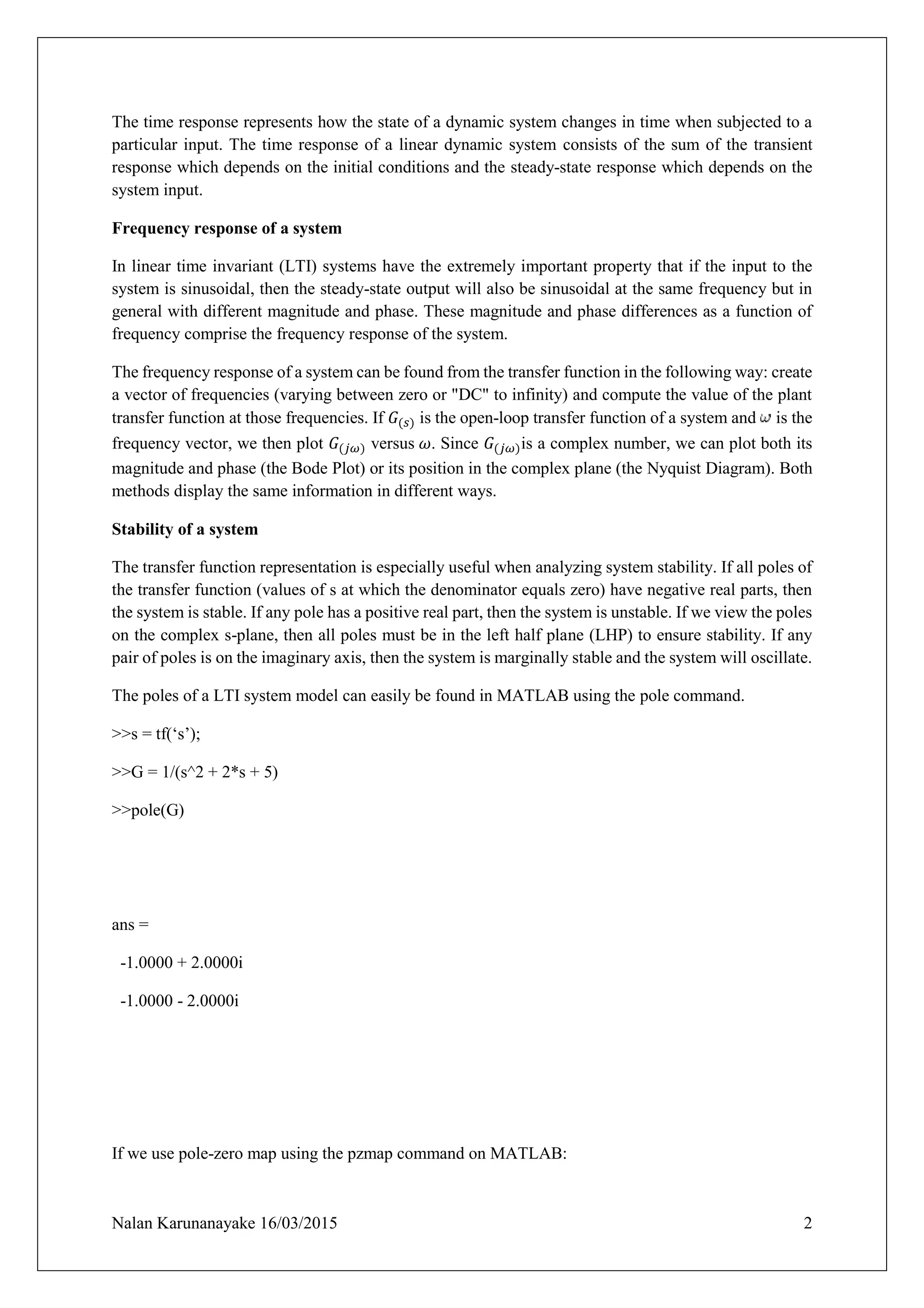 control system Lab 01-introduction to transfer functions | PDF