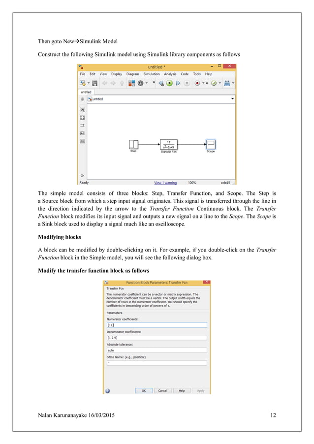 control system Lab 01-introduction to transfer functions | PDF