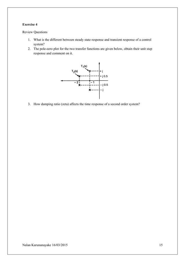 control system Lab 01-introduction to transfer functions | PDF