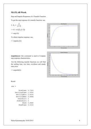 control system Lab 01-introduction to transfer functions | PDF