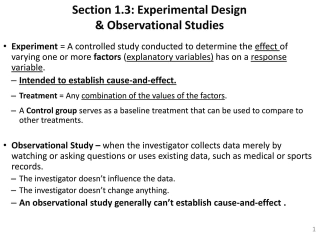 1.3 Experimental Design and Observational Studies | PPTX