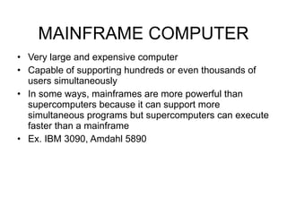 Cs100 lec 3 (1 day) hardware types of computer | PPT
