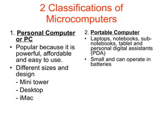 Cs100 lec 3 (1 day) hardware types of computer | PPT